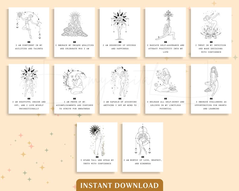 36 Positive Affirmations,printable Digital Affirmation Cards,personal ...