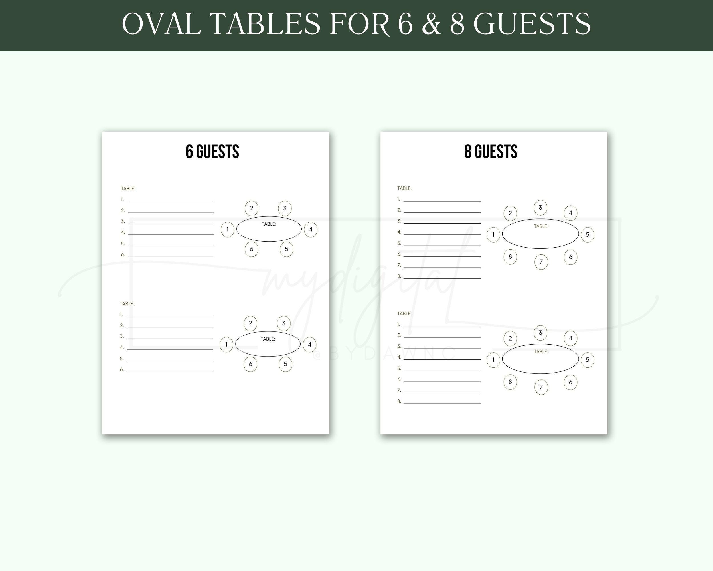 Printable Wedding Table Seating Chart Template, Event Table Seating ...