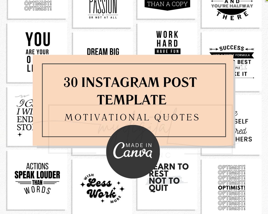 30 Motivational Instagram Post Templates: Editable Canva Quotes ...