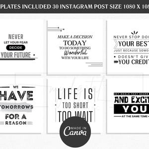 30 Motivational Instagram Post Templates: Editable Canva Quotes ...