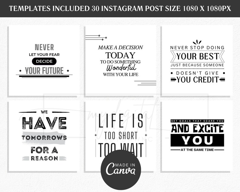 30 Motivational Instagram Post Templates: Editable Canva Quotes ...