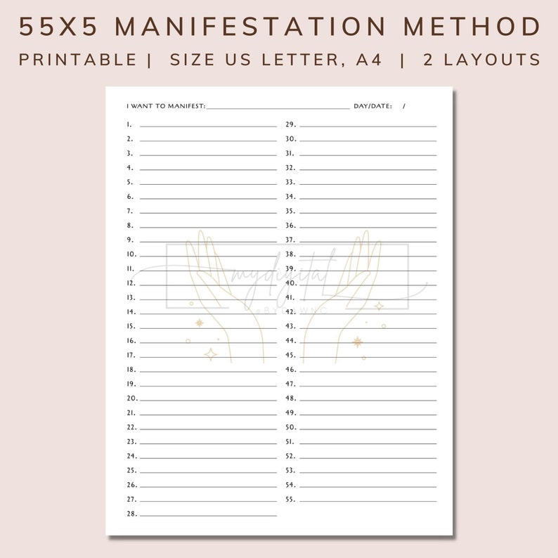 Printable Manifestation Method, 555 Manifestation Method, Manifesting ...