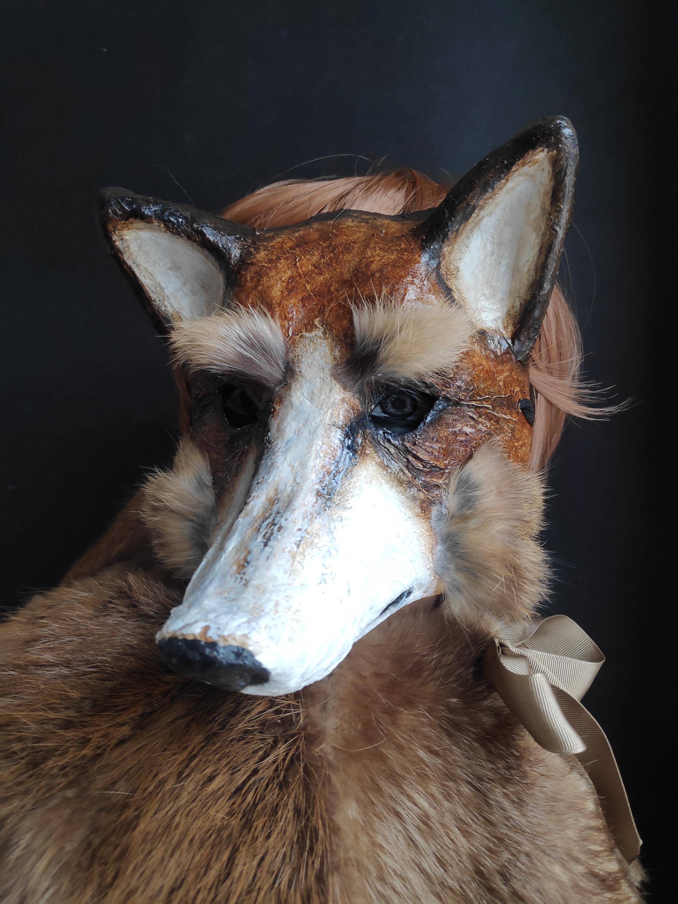Realistic Fox Mask, Handmade Paper Mache Animal Mask for Halloween ...