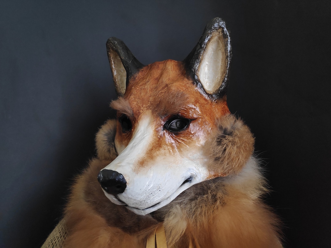 Fox Mask Halloween Mask Masquerade Mask Animal Mask Paper Mache Mask ...