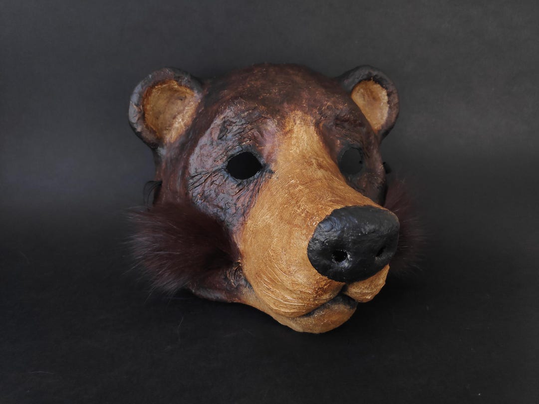 Bear Mask, Paper Mache Mask, Animal Mask, Funny Bear Mask, Halloween ...