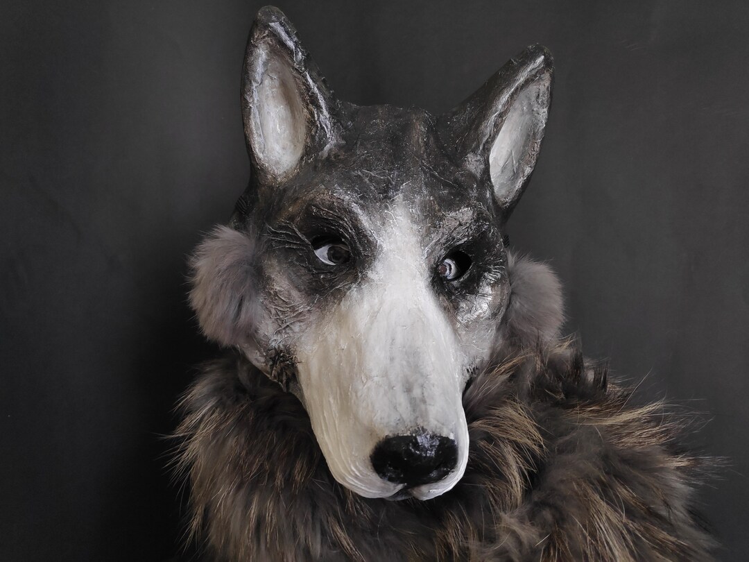 Wolf Mask Halloween Mask Masquerade Mask Paper Mache Mask Dog Mask ...