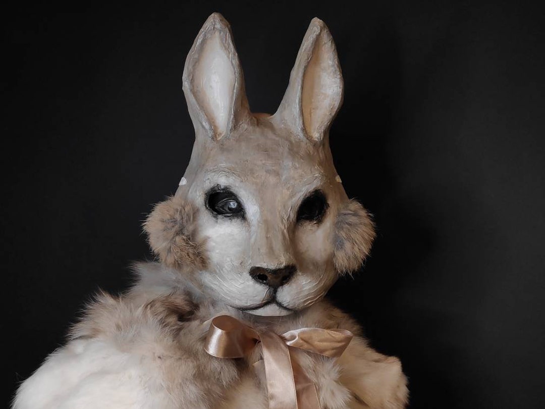 Bunny Mask, Rabbit Mask, Hare Mask, Animal Mask, Paper Mache Mask ...