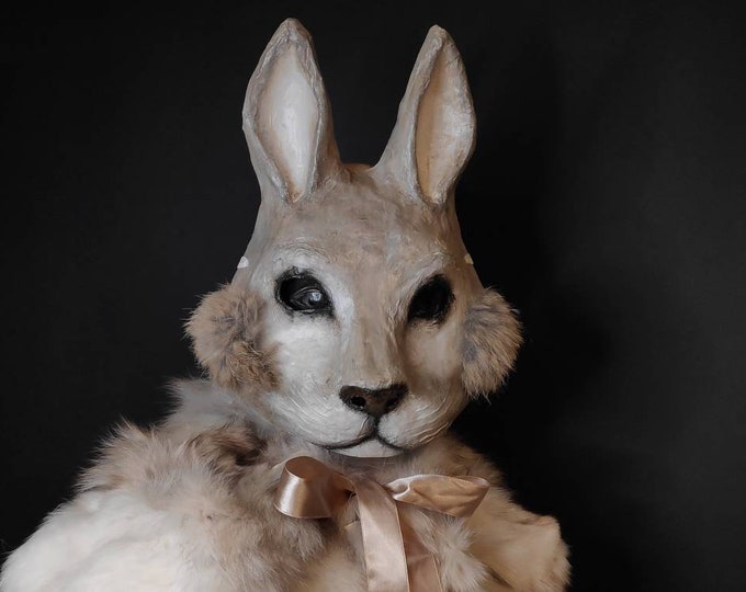 Bunny Mask, Rabbit Mask, Hare Mask, Animal Mask, Paper Mache Mask ...