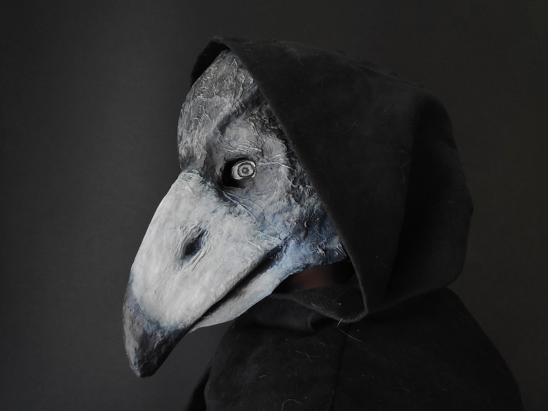Raven Mask, Crow Mask, Bird Mask, Paper Mache Mask, Halloween Mask ...