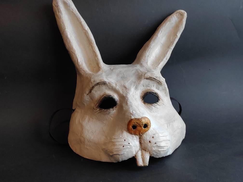 Rabbit mask Hare mask Bunny mask Paper mache mask Animal | Etsy