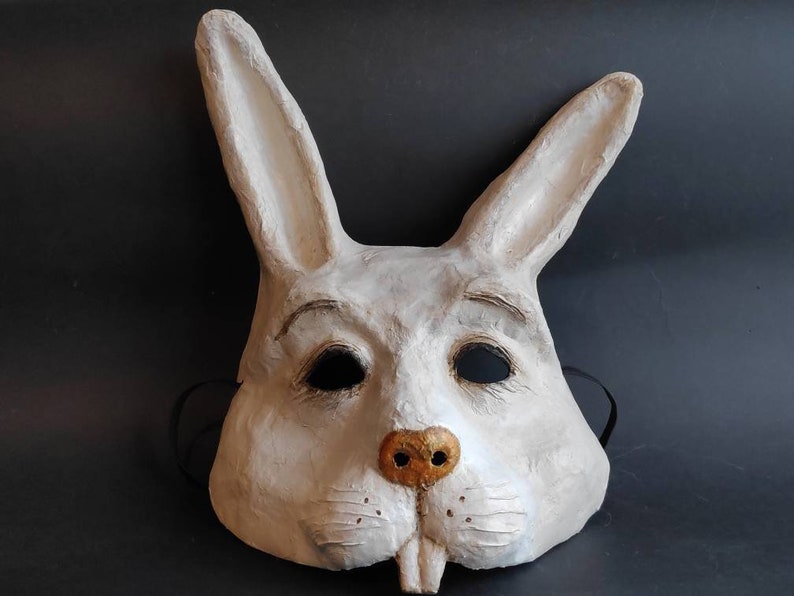 Rabbit mask Hare mask Bunny mask Paper mache mask Animal | Etsy