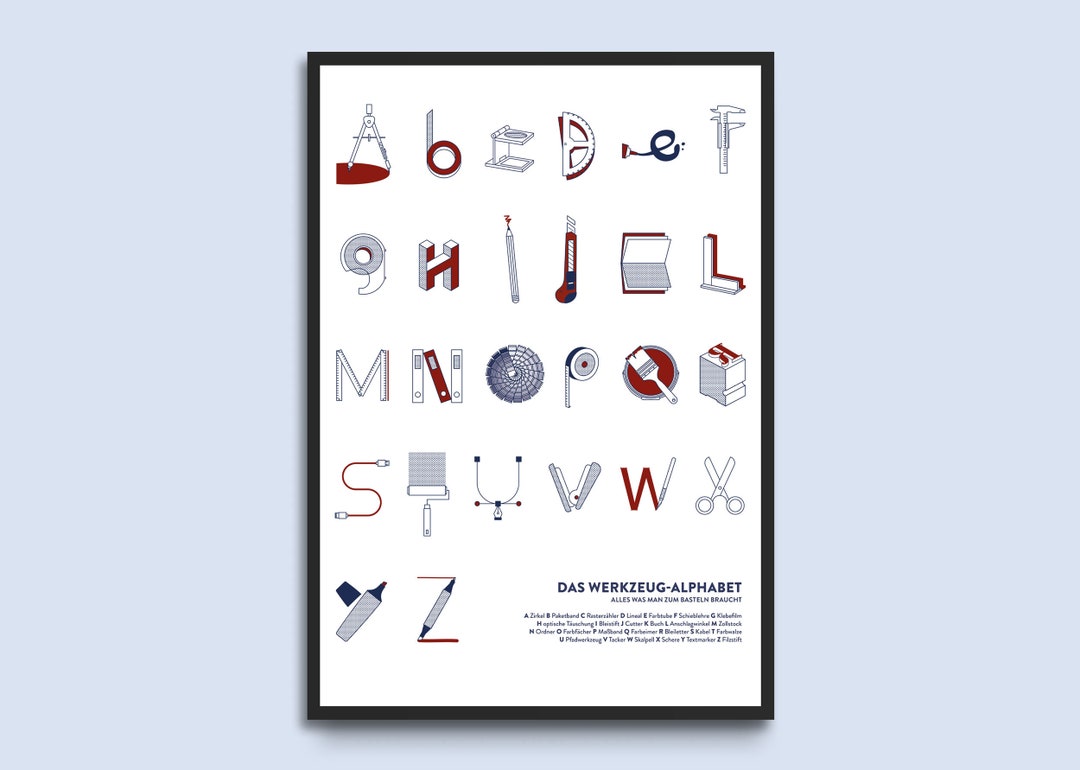 Tool Alphabet Poster DIN A3 Typo Poster ABC Craft Font - Etsy