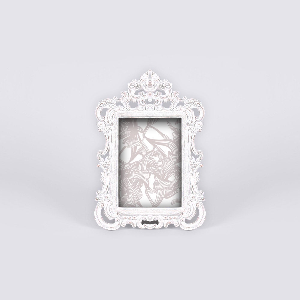 White Ornate Baroque Frame, Antique Picture Frame, Shabby Chic Wedding ...