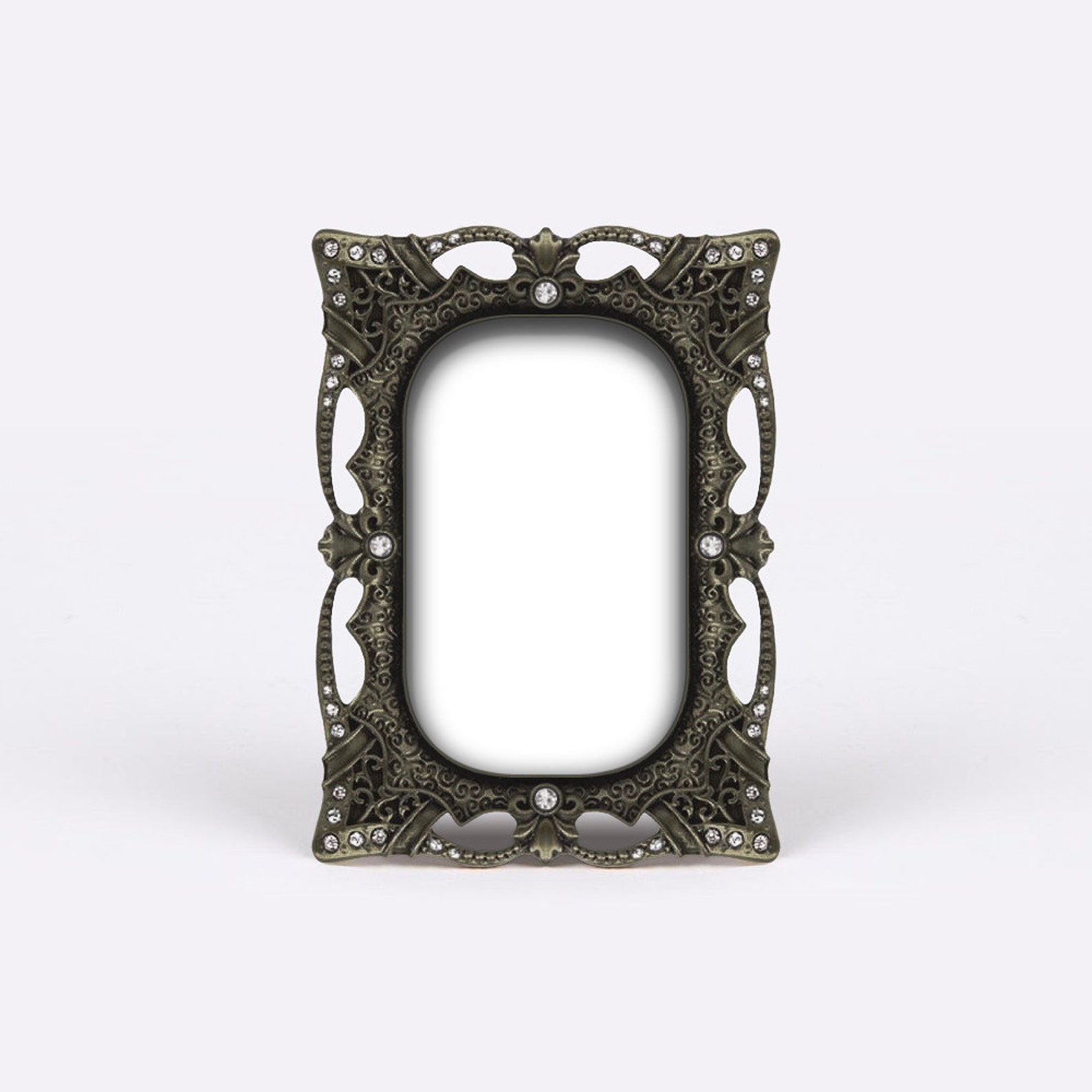 Antique Ornate Black Metal Picture Frame, Golden Gloss Frame, Victorian ...