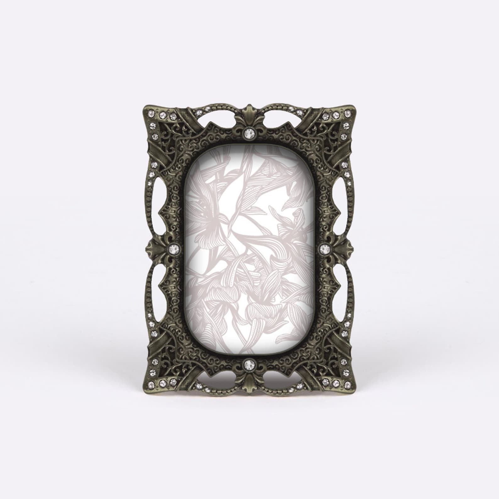 Antique Ornate Black Metal Picture Frame, Golden Gloss Frame, Victorian ...