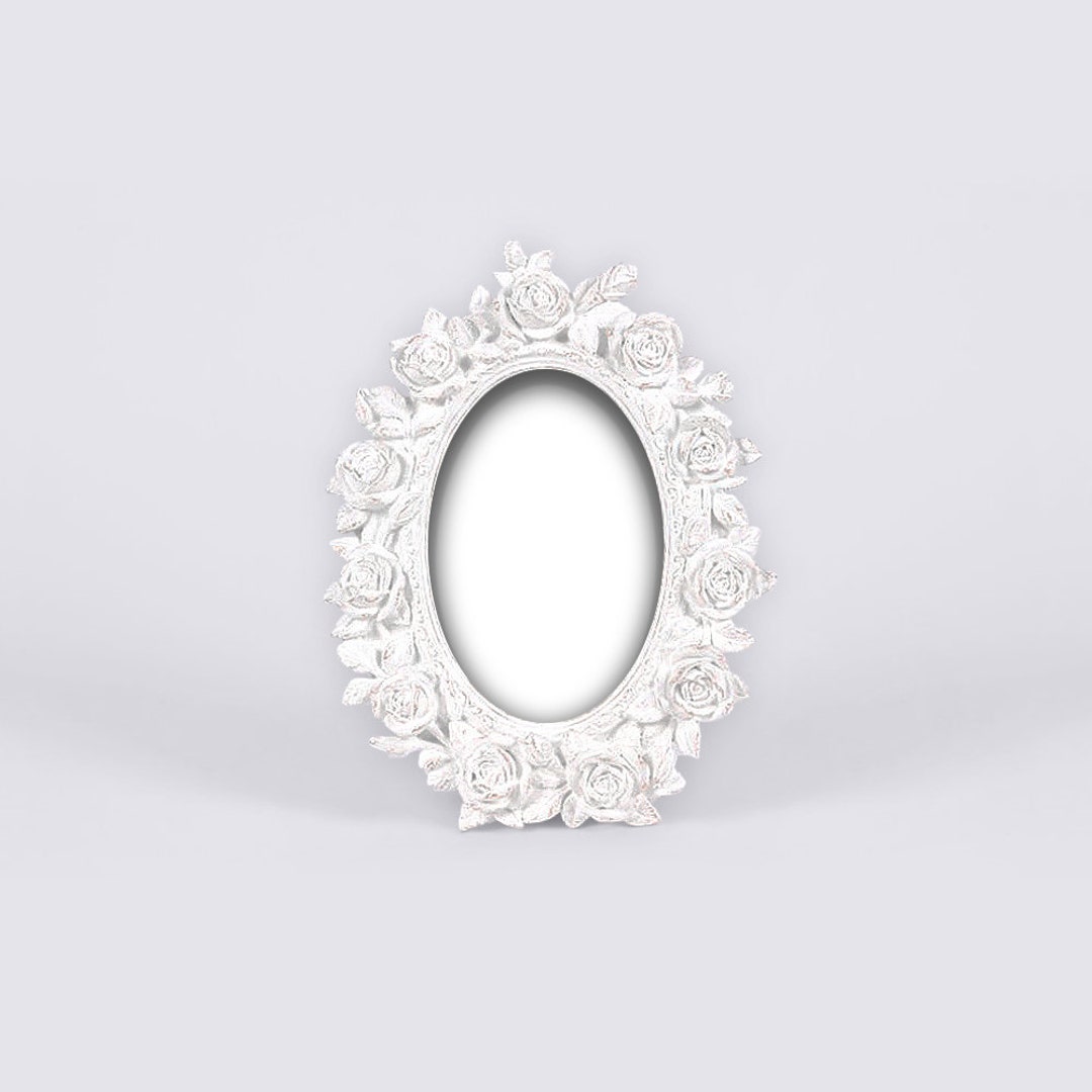 White Oval Picture Frame, Shabby Chic Vintage Frame, Antique Roses ...
