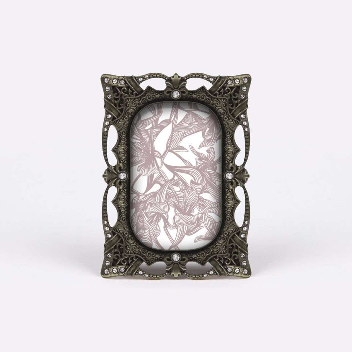 Antique Ornate Black Metal Picture Frame, Golden Gloss Frame, Victorian ...