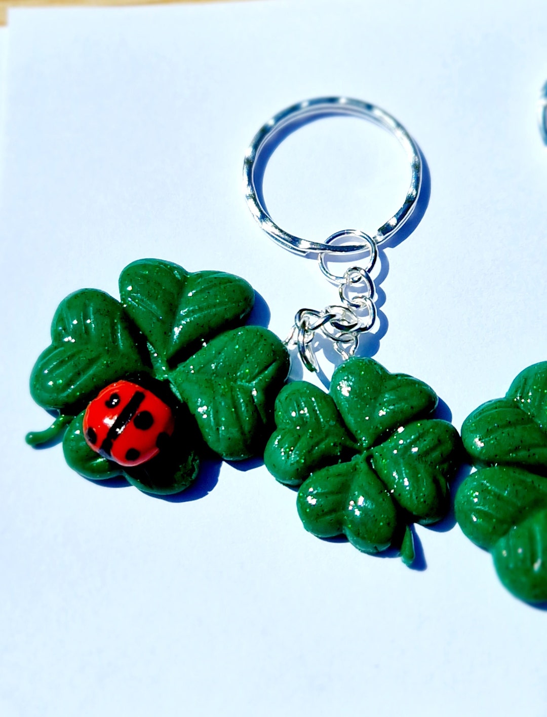 Lucky Clover Keychain, Shamrock Keychain, Ladybug Keychain, Clover ...