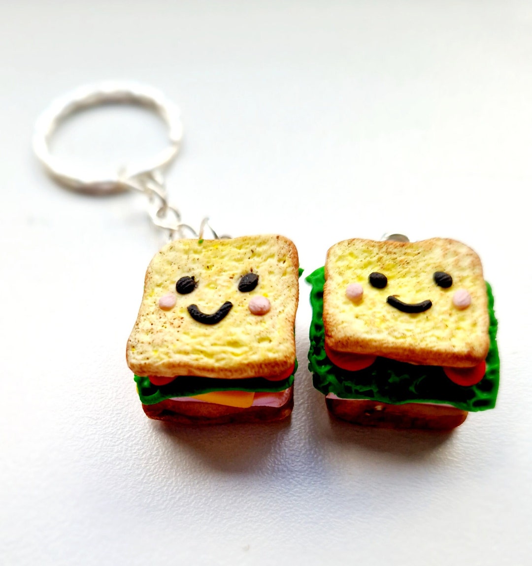 Kawaii Grilled Cheese Keychain, Sandwich Keychain, Ham and Cheese ...