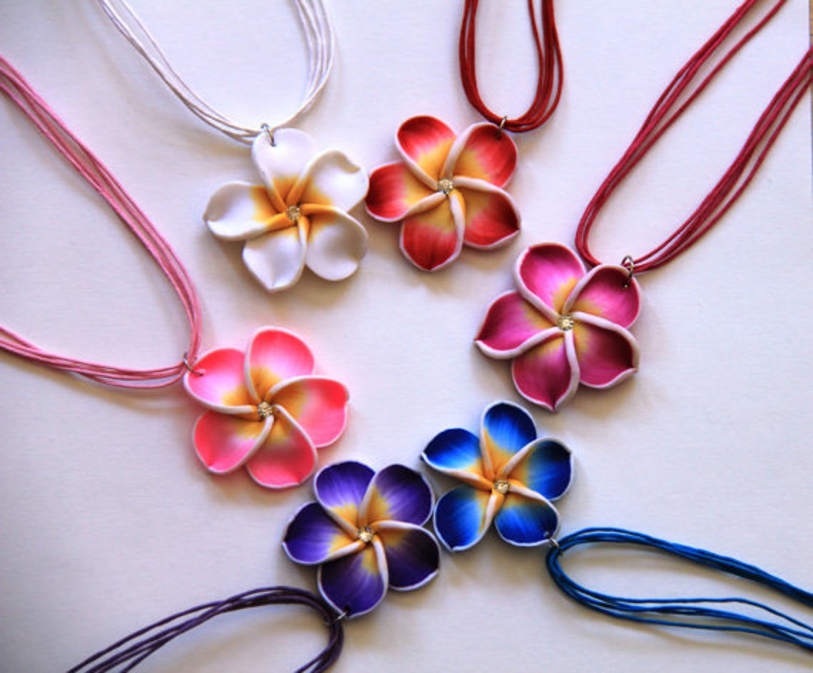 Handmade Flower Polymer Clay Necklace. Adjustable Necklace | Etsy