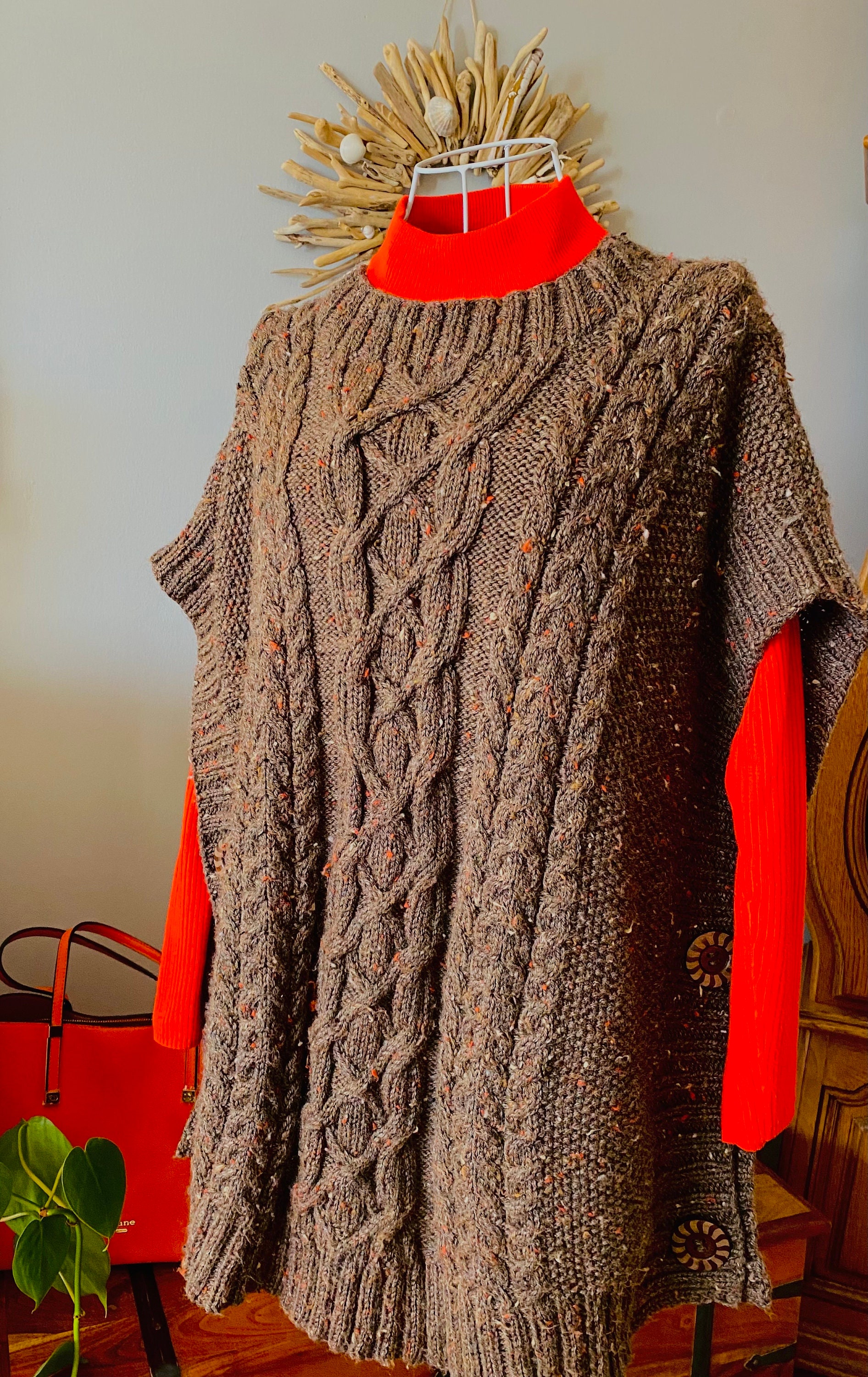 Ladies Aran Crofter Poncho Slipover Tunic Tabard Knitting Pattern - Etsy