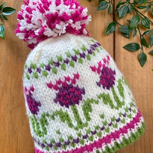 Ladies Thistle Flower of Scotland Hat Knitting Pattern - Etsy