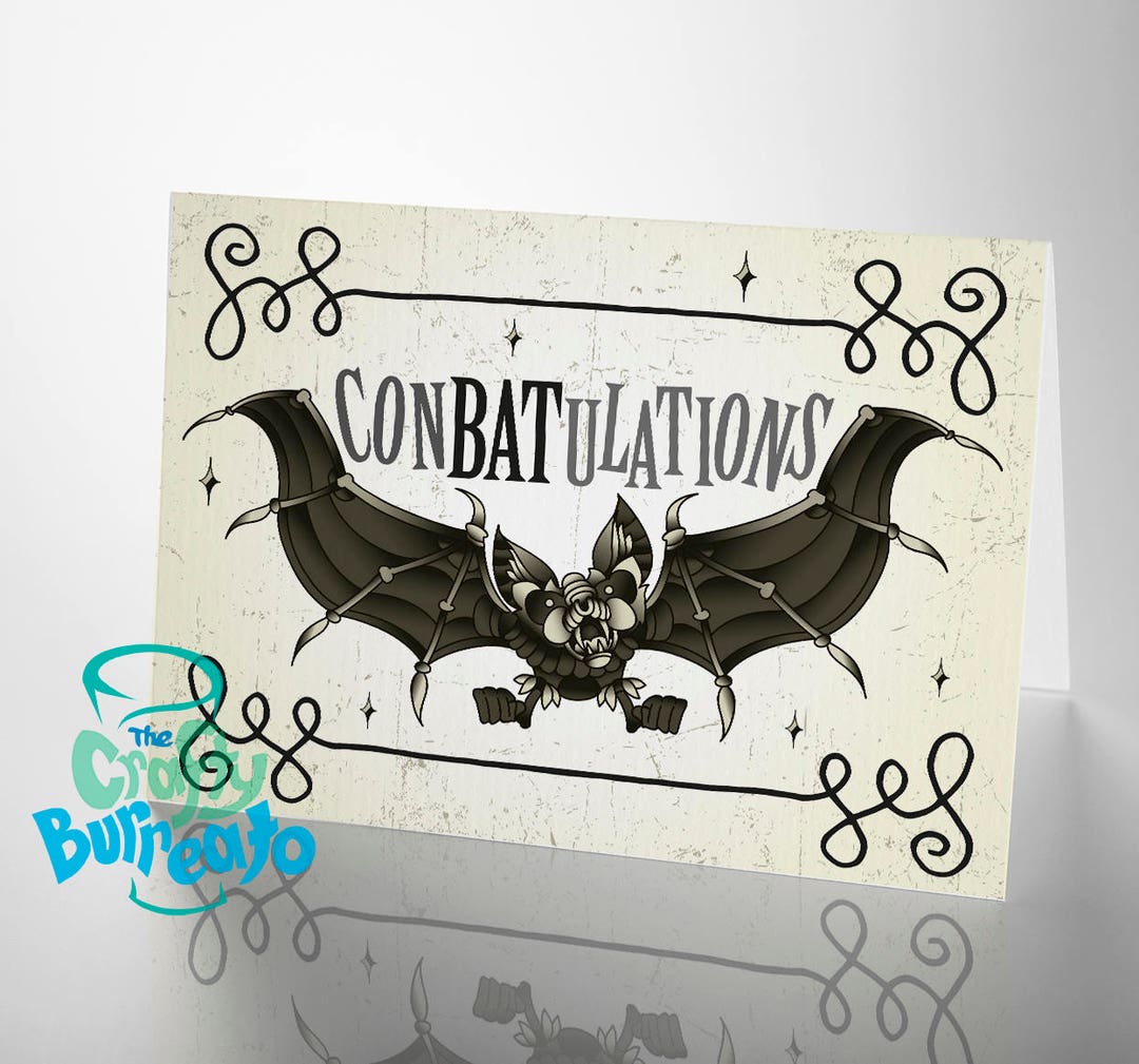 Conbatulations! Bat Themed Congratulations Card - Alternative Wedding ...
