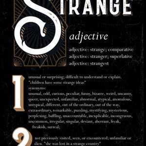 Set of 2 Prints - 5 X 7inch Strange and Unusual Dictionary Definitions ...