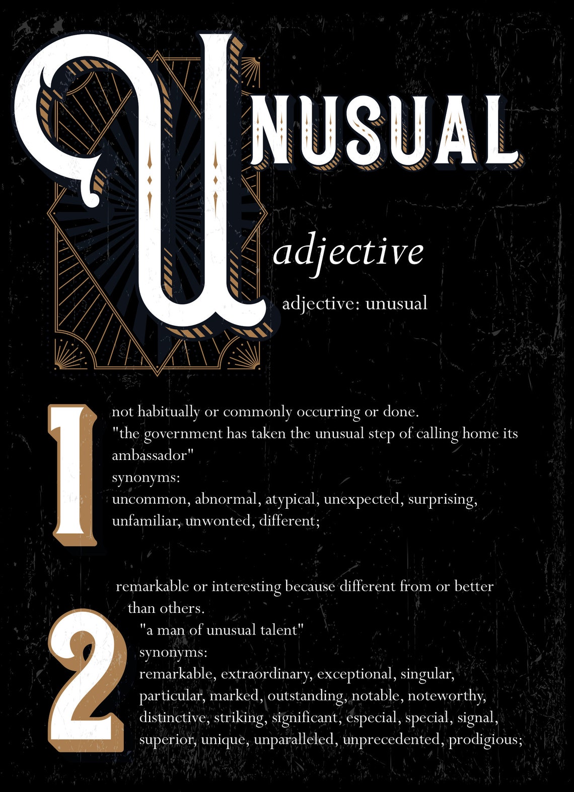 Set of 2 Prints - 5 X 7inch Strange and Unusual Dictionary Definitions ...