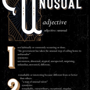 Set of 2 Prints - 5 X 7inch Strange and Unusual Dictionary Definitions ...