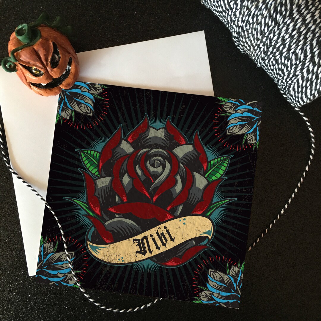 Nibi Flash Rose Tattoo Non Binary Parent Day Card - Dark, Alternative ...