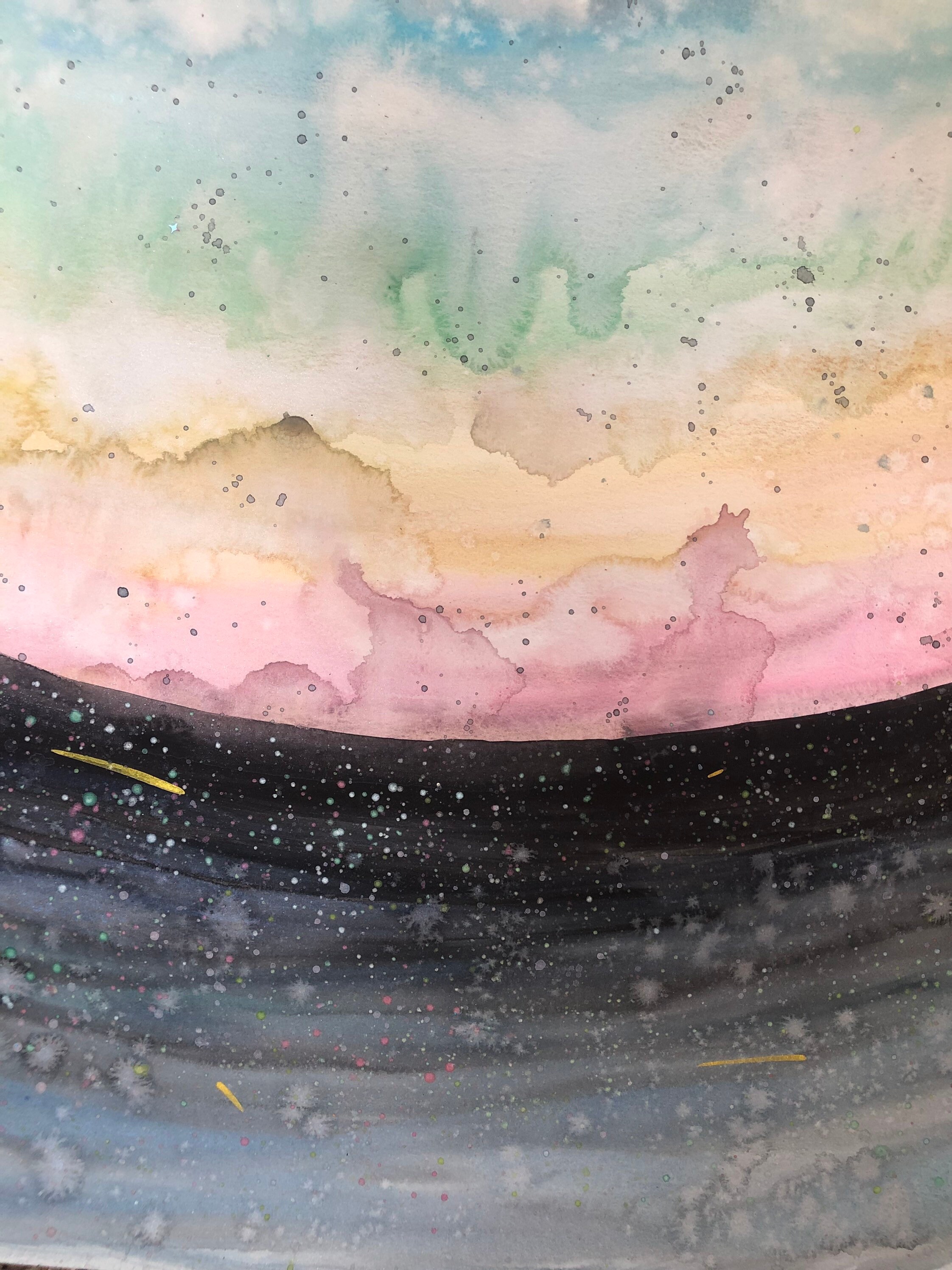 Original Watercolor Painting Outer Space, Solar System, Planets Hand ...