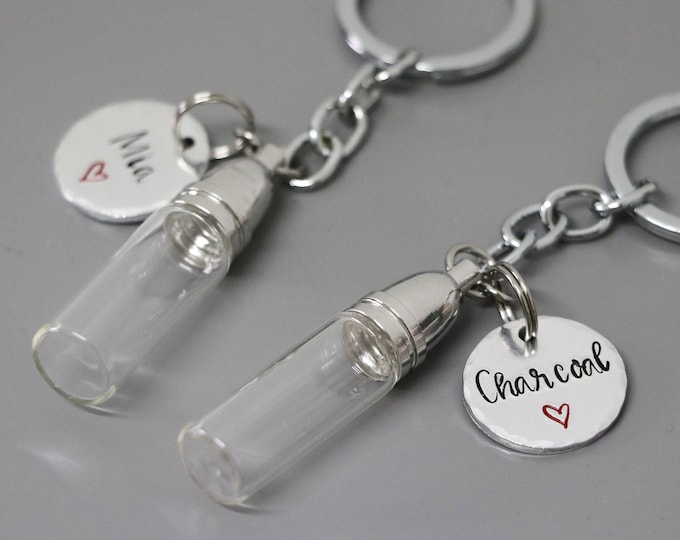 Urn Keychain With Name, Empty Vial Keychain, Bottle Ashes Holder, Dog ...