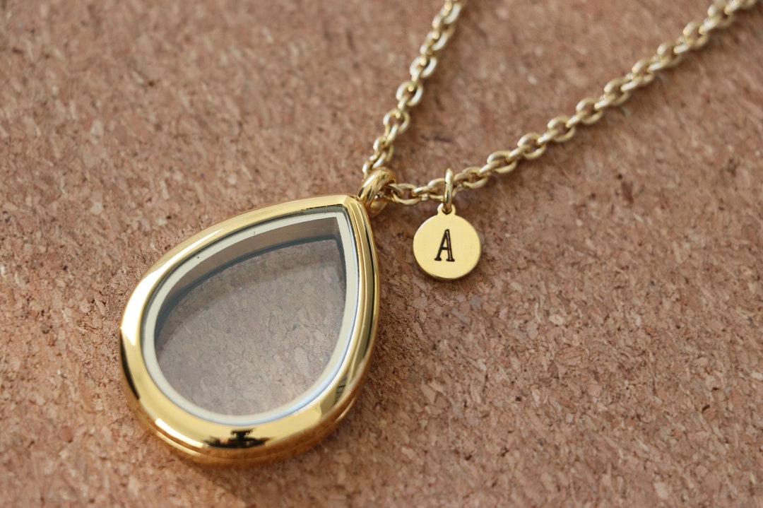 Personalized Teardrop Locket Necklace With Custom Initial Charm • A ...
