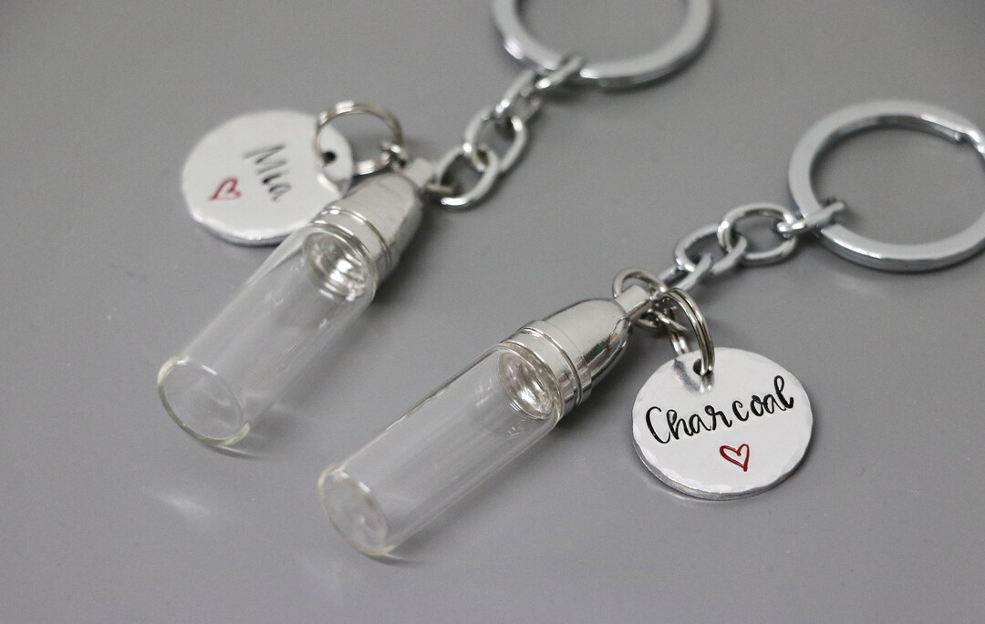 Urn Keychain With Name, Empty Vial Keychain, Bottle Ashes Holder, Dog ...