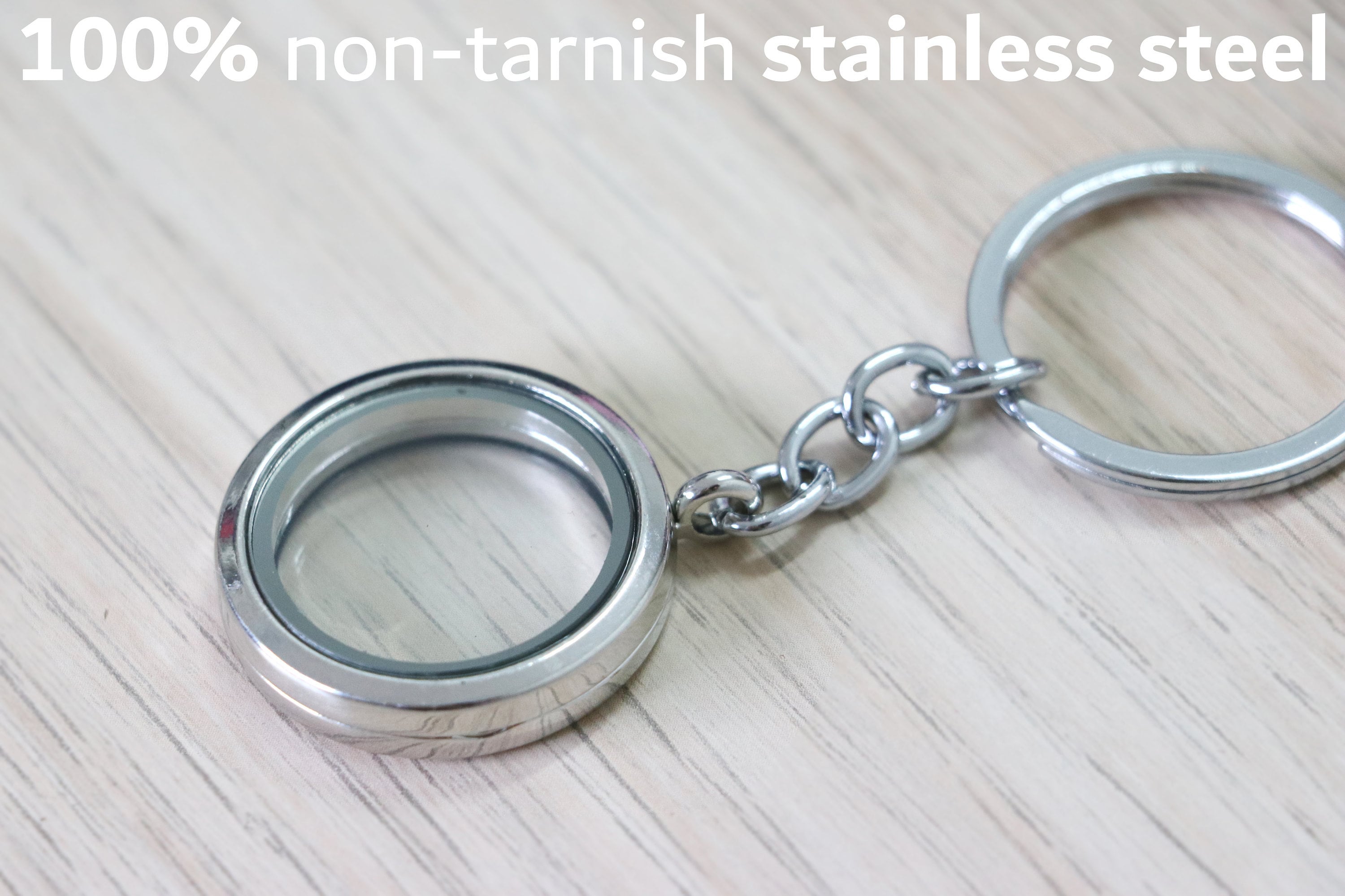 Stainless steel locket keychain for men or women Floating - Etsy España