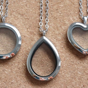 Magnetic Silver Hair Locket Necklace in Different Shapes (round ...