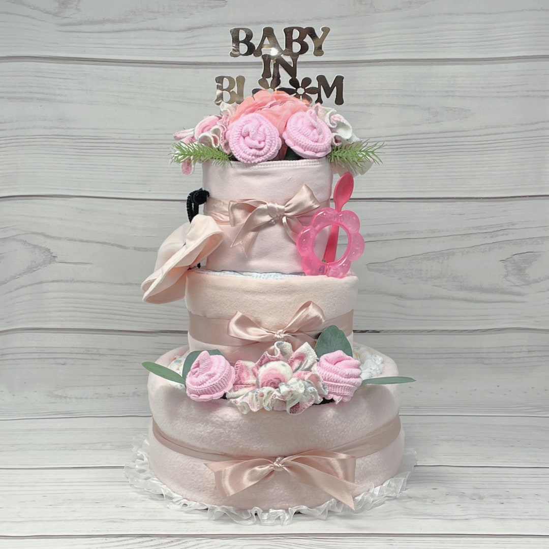 Diaper Cake Baby in Bloom Baby Shower Centerpiece Girl-baby in Bloom ...