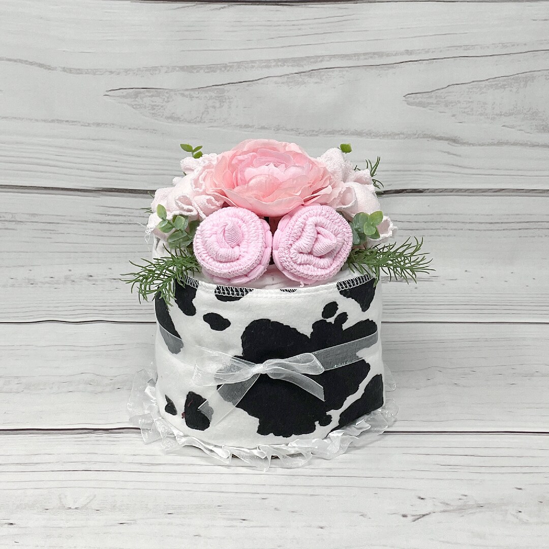 Farm Diaper Cake-cow Print Welcome Baby Gift-baby Shower Table ...