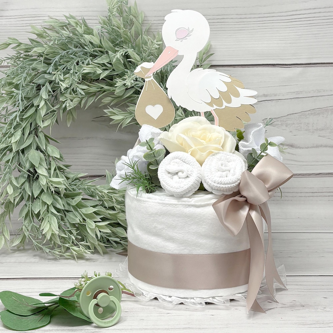 Stork Diaper Cake Centerpiece: Gender Neutral Baby Shower Decor - Etsy