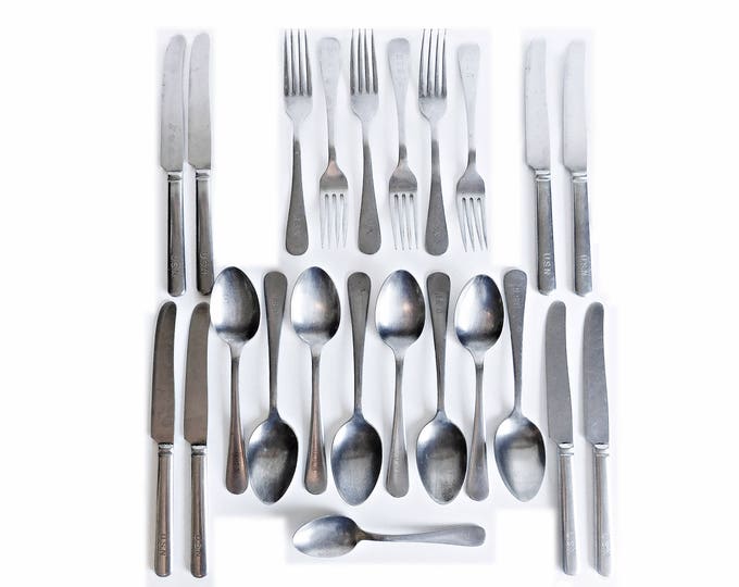 Vintage US Navy Flatware, WWII 1940's Militaria, Stainless Flatware ...