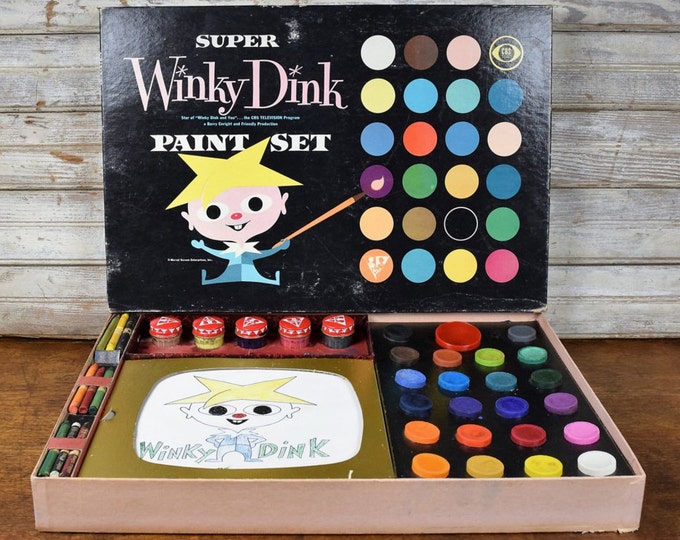 Vintage Winky Dink Super Paint Set 1950s Crayon Watercolor Art Toy CBS ...
