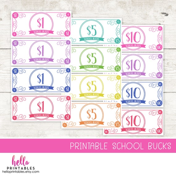 School Bucks Printable // JPEG File // Instant Download // - Etsy