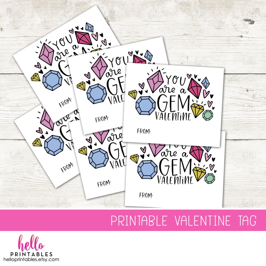 Valentine Gem Card Printable, JPEG File, Instant Download, You Are a ...