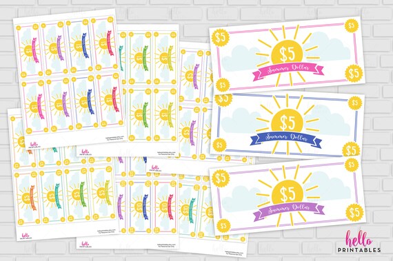 Summer Dollar Printable // JPEG file // Instant Download | Etsy