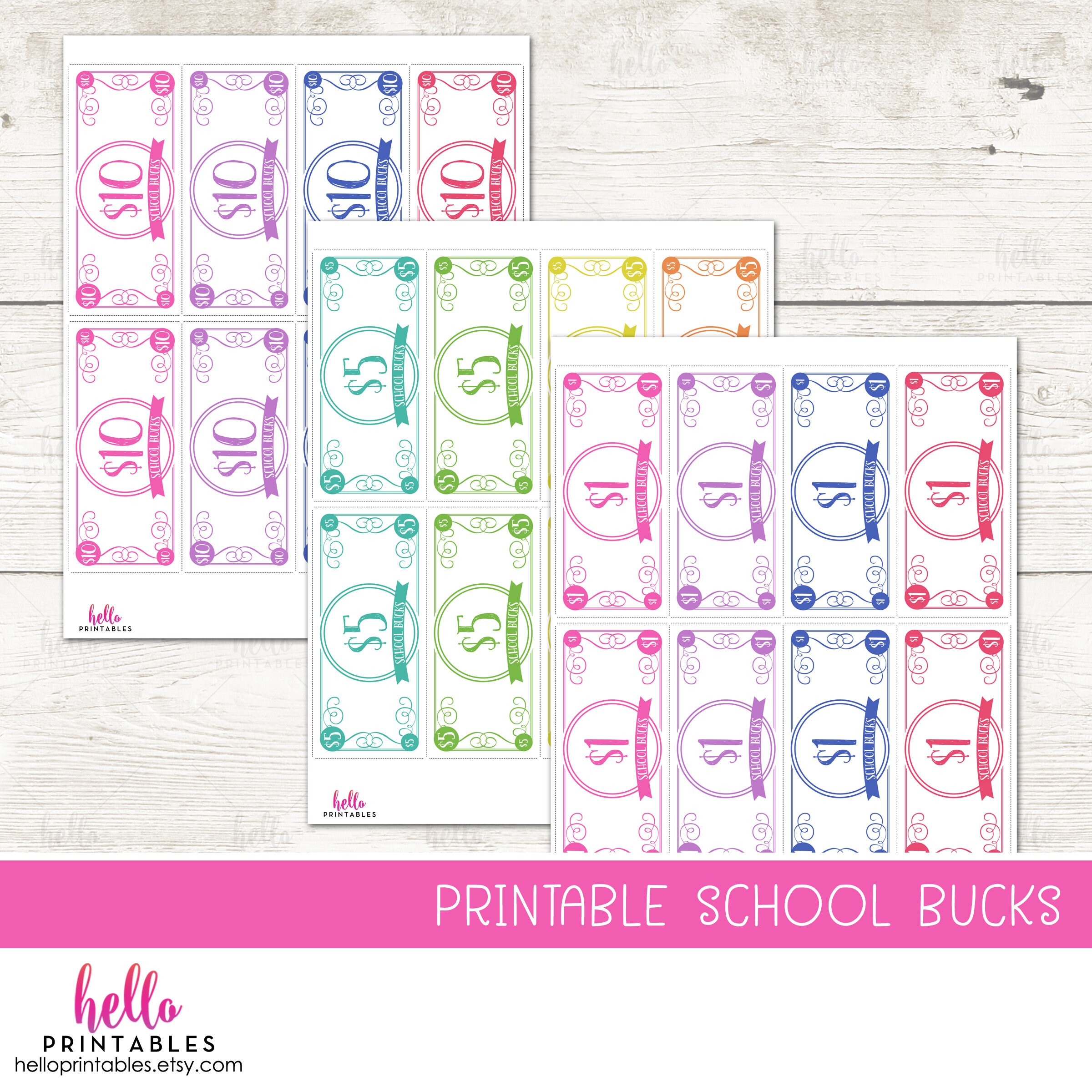School Bucks Printable // JPEG File // Instant Download // School ...