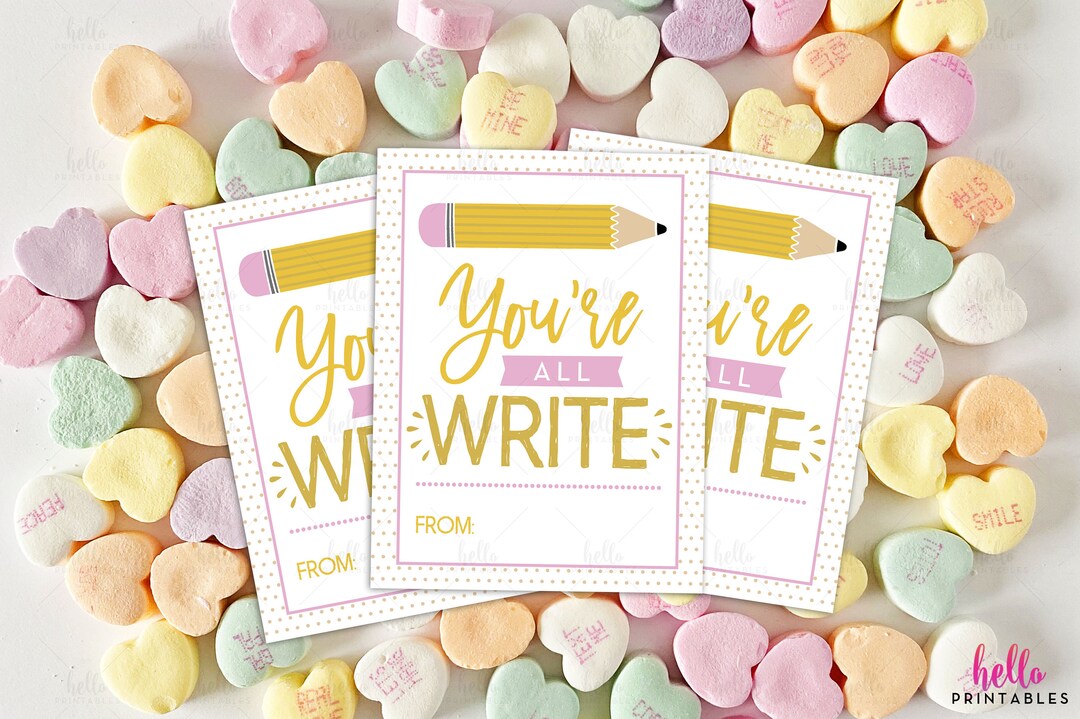 You're All Write Card Printable, Print and Cut, Instant Download ...