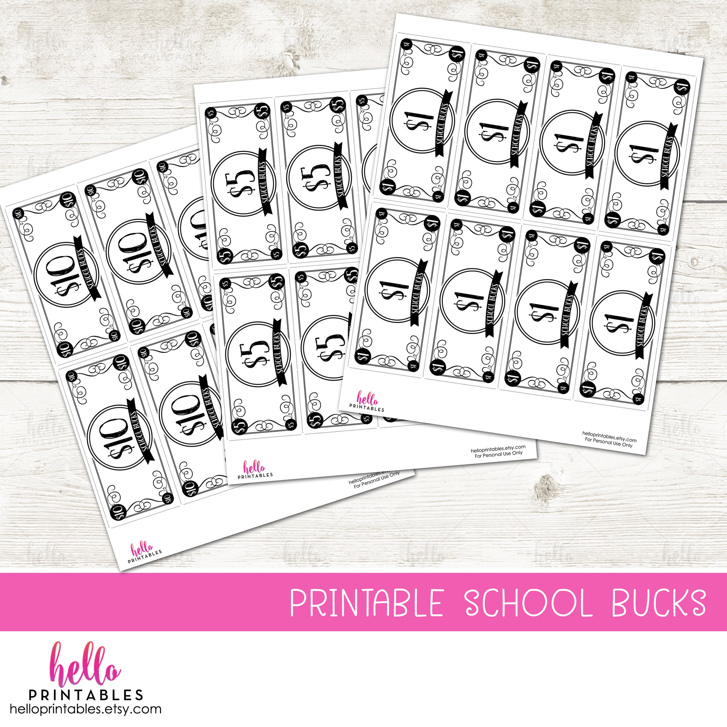 School Bucks Printable // JPEG File // Instant Download // School ...