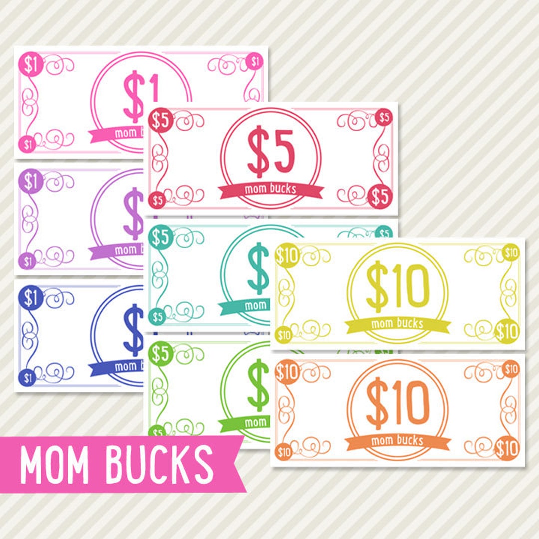 Mom Bucks Printable // JPEG File // Instant Download - Etsy