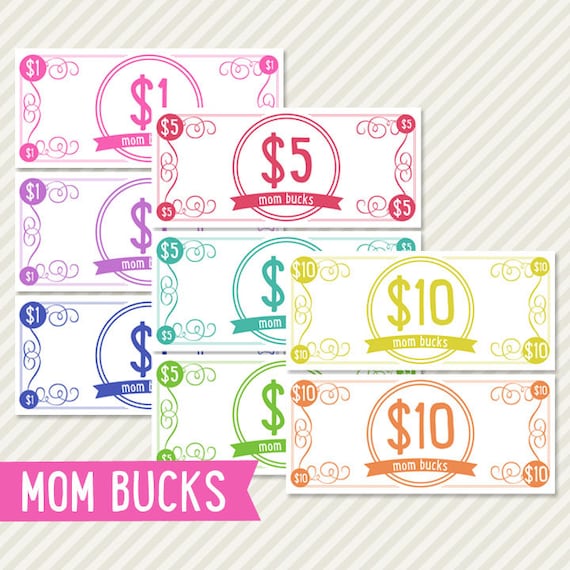 Mom Bucks Printable // JPEG file // Instant Download | Etsy